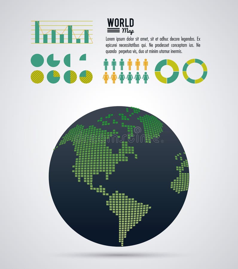 World map infographic stock vector. Illustration of graph - 110153455