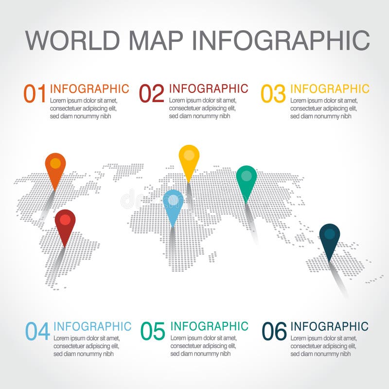 World map infographic stock illustration. Illustration of marker - 64238324
