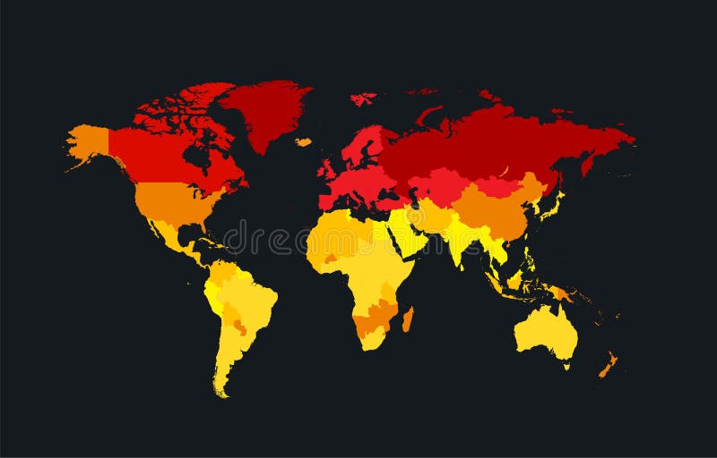 World Map Warm Hot Summer Colors Infographic Vector Illustration Stock ...