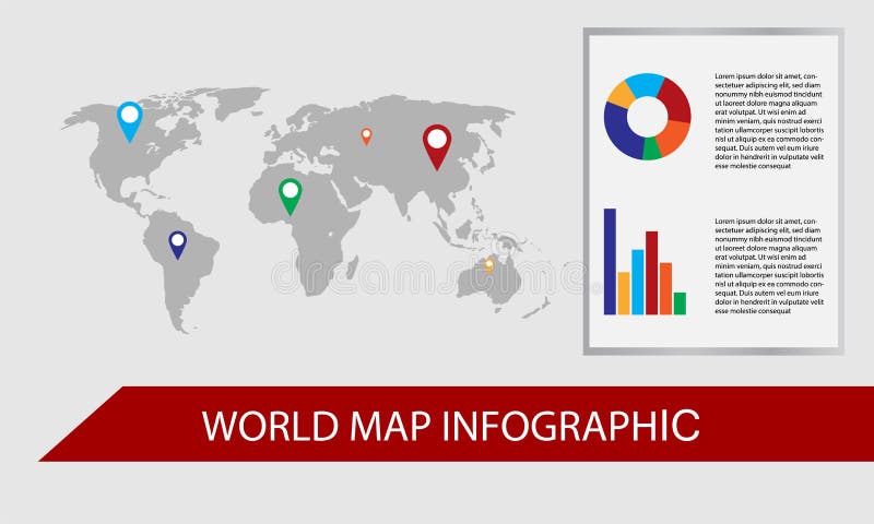 World Map Infographic, Present with Graph and Pie Chart, Used for ...
