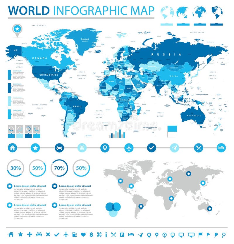 World Map - Infographic Set Stock Illustration - Illustration of ...