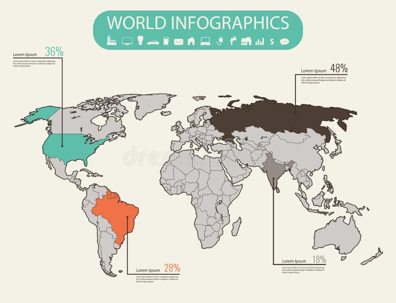 World Map Infographic Template. All Countries are Selectable Stock ...
