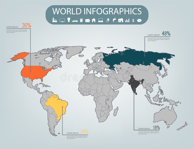 World Map Infographic Template. All Countries are Selectable Stock ...
