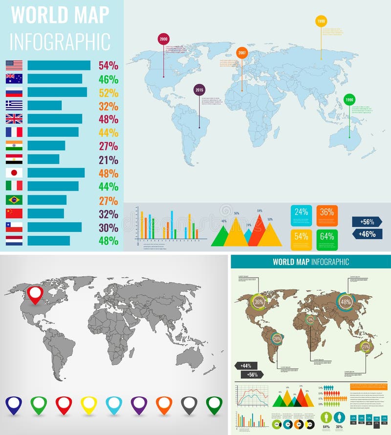 World Map Infographic Template. All Country are Selectable Stock Vector ...
