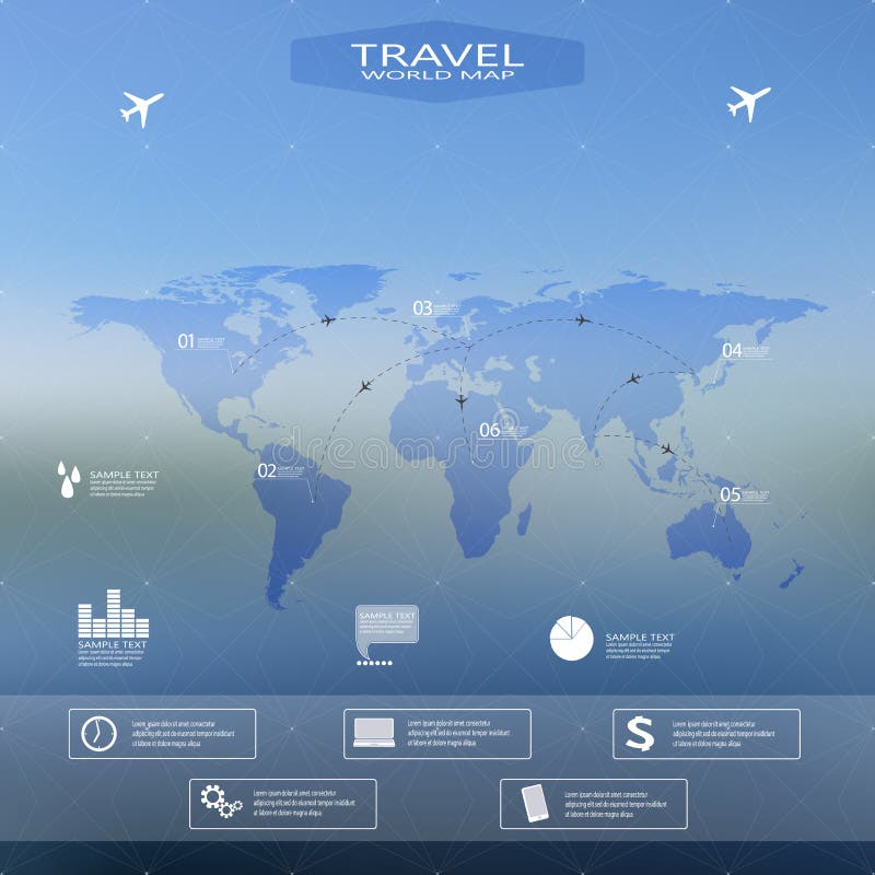 World Map Infographic Template with Blurred Background. Can Be Used for ...