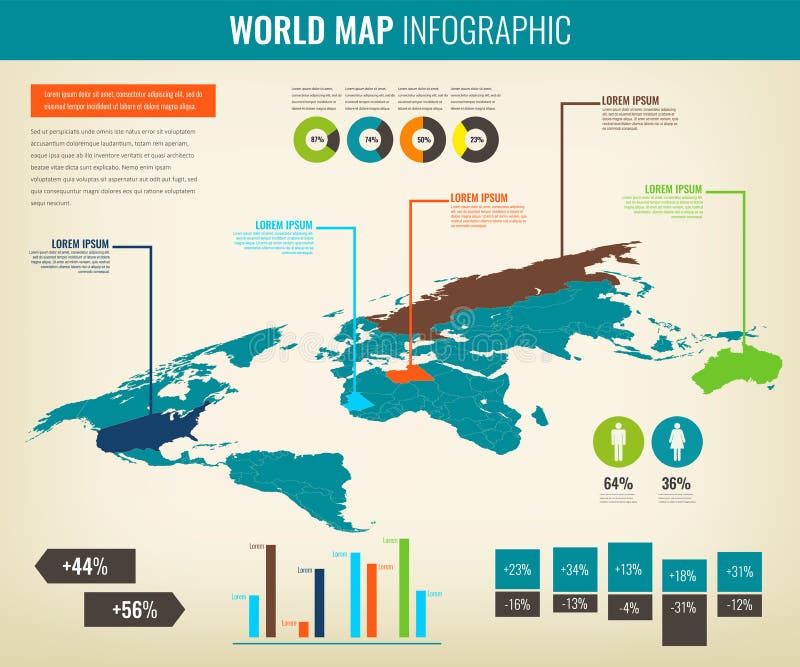 World Map Infographic Template. 3d Isometric. Vector Stock Vector ...