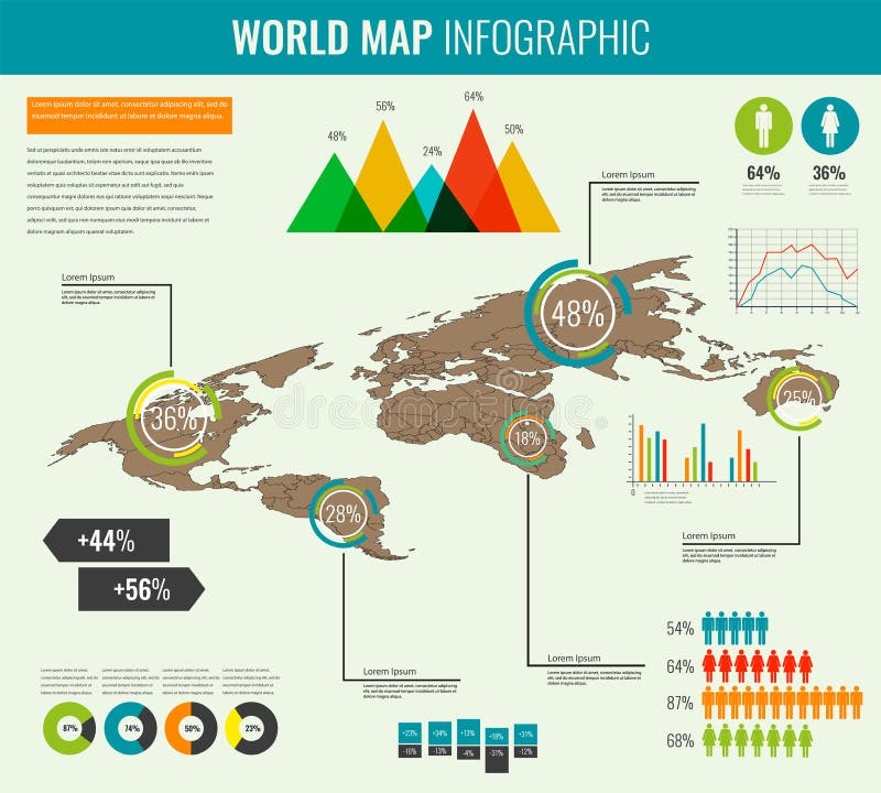 World Map Infographic Template. All Countries are Selectable Stock ...