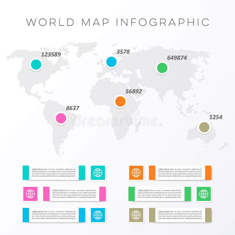 World Map Infographic Template Stock Vector - Illustration of dotted ...