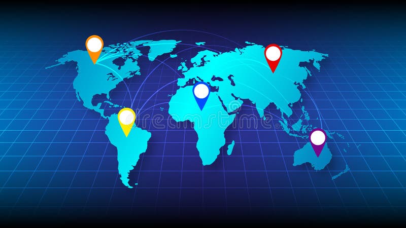 World Map Infographic Template with Point Location Stock Illustration ...