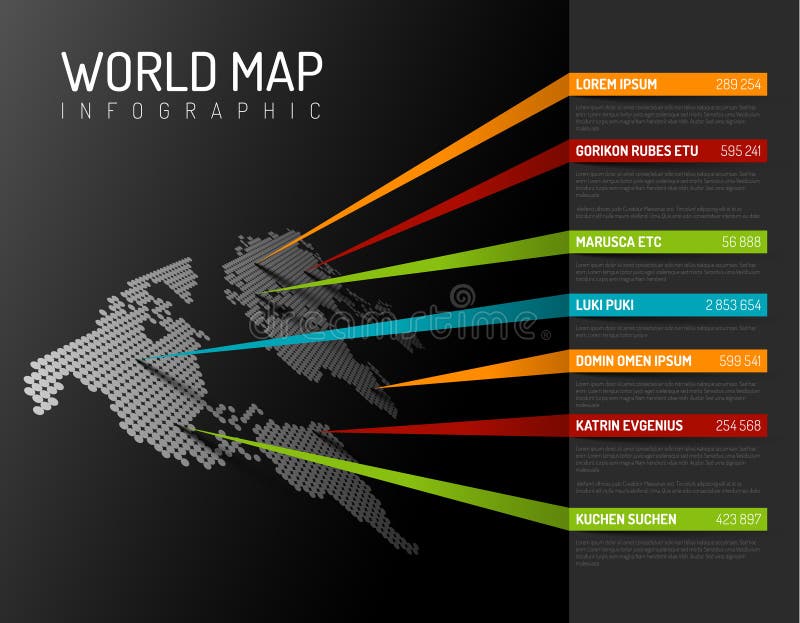 World Map Infographic Template With Pointer Marks Stock Illustration