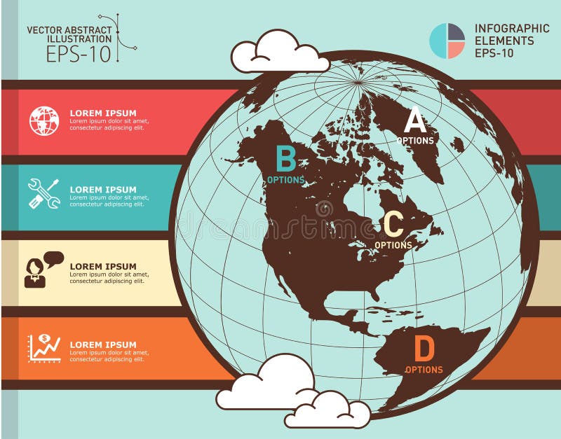 World Map Infographic Vector Design. Infographic Design Template, Earth ...