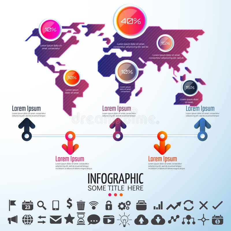 World Map Infographics Design Template Stock Vector - Illustration of ...