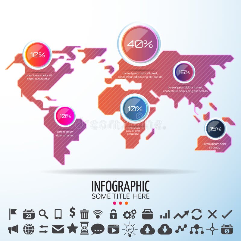 World Map Infographics Design Template Stock Vector - Illustration of ...