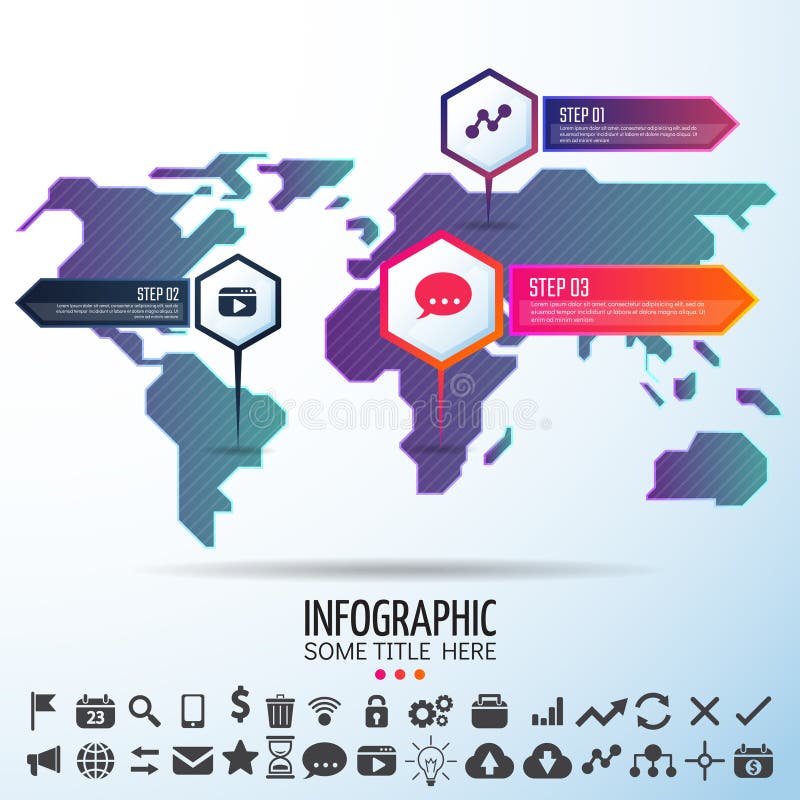 World Map Infographics Design Template Stock Vector - Illustration of ...