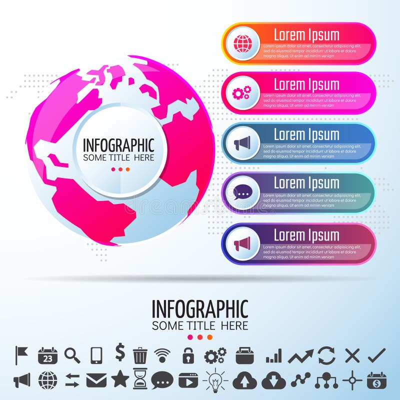 World Map Infographics Design Template Stock Vector - Illustration of ...