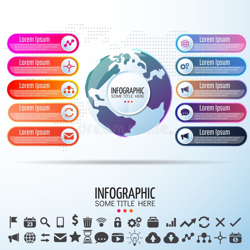 World Map Infographics Design Template Stock Vector - Illustration of ...