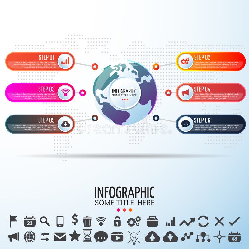 World Map Infographics Design Template Stock Vector - Illustration of ...