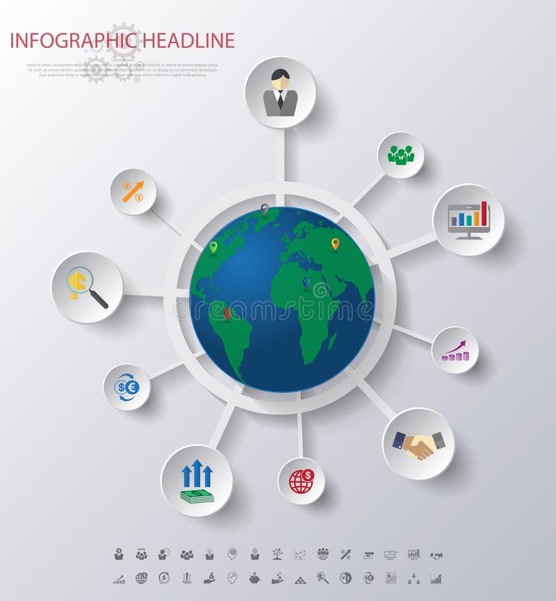 World Map Infographics with Icons Set.vector/illustration Stock Vector ...