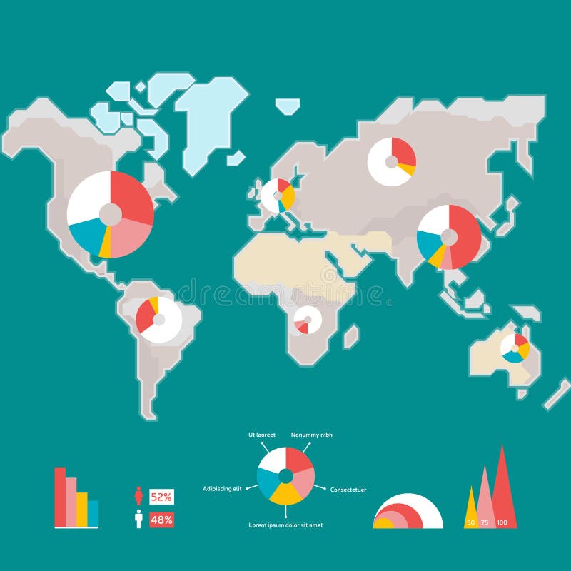 World Map and Information Graphics Stock Vector - Illustration of ...