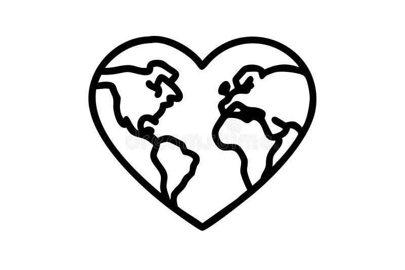World Map Inside a Heart Green Energy Earth Day Shape Representing ...