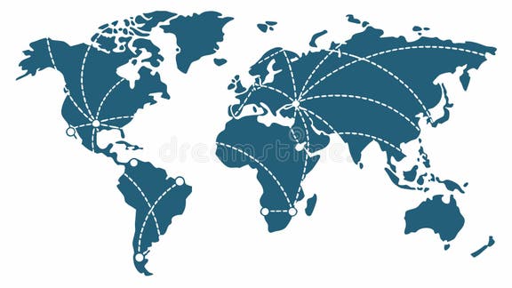 World Map with Interconnected Dots, Vector Design Generative AI Stock ...