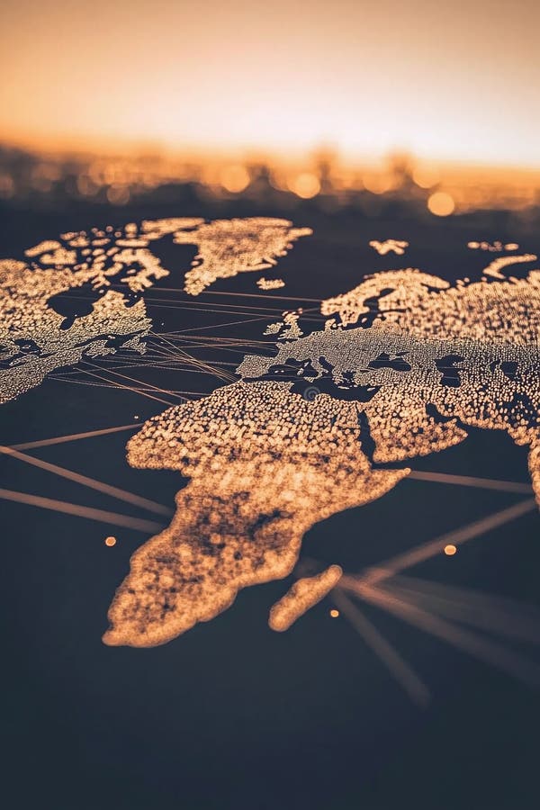 A World Map with Interconnected Glowing Lines Representing Global Trade ... A World Map with Interconnected Glowing Lines Representing Global Trade ...