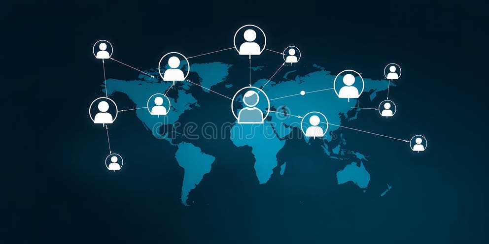 A World Map with Interconnected People Icons Representing Global ...