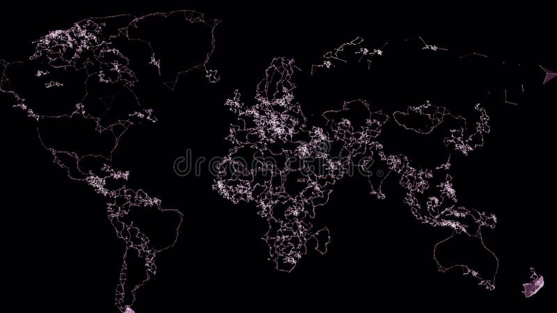 A World Map of Intertwined Particles on Black Stock Video - Video of ...