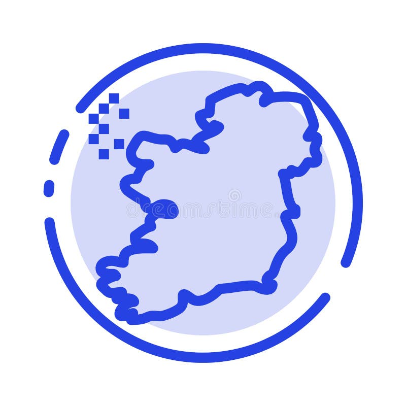 World, Map, Ireland Blue Dotted Line Line Icon Stock Vector ...