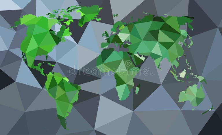 World Map Isolated in Triangulation. Flat Earth, World Map Template ...