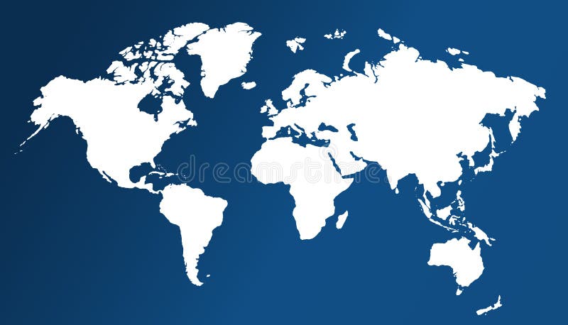 World Map Isolated on White. Blue Map of the World. Vector Stock ...