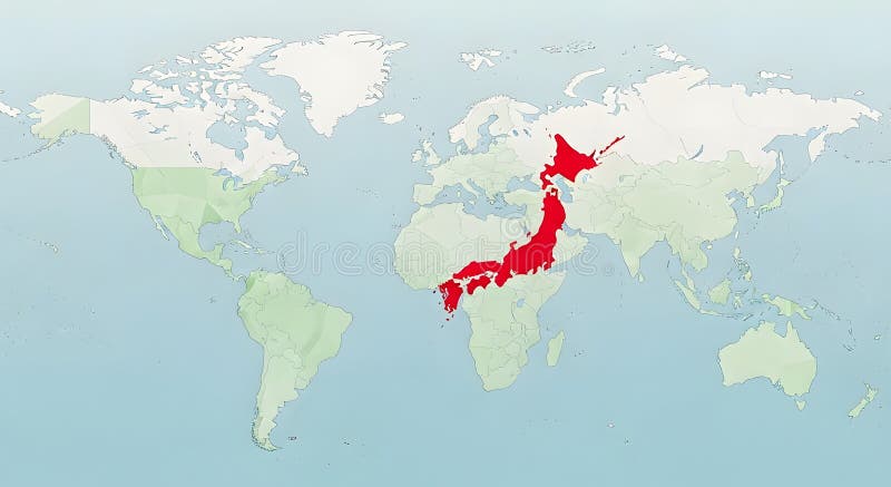Japan Highlighted on World Map Stock Illustration - Illustration of ...
