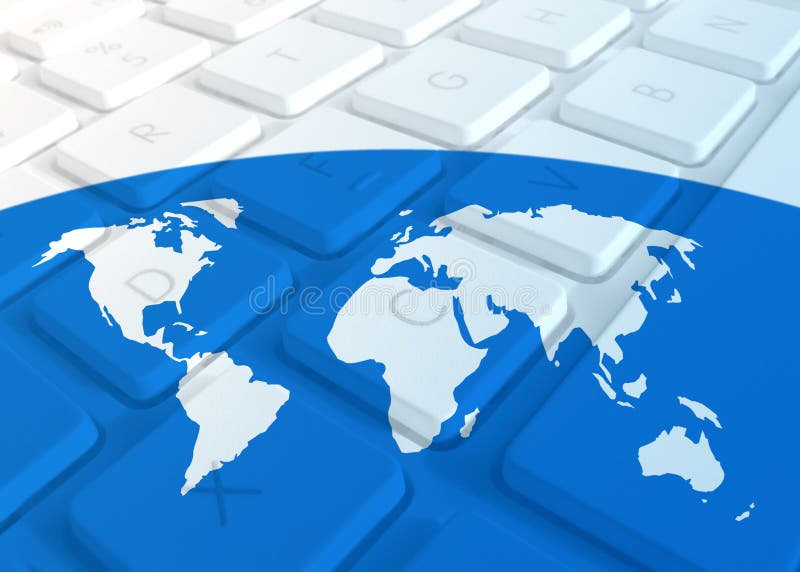 World map on keyboard stock illustration. Illustration of travel - 4335613