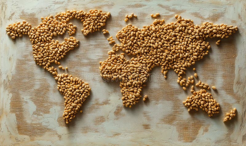 A World Map Laid Out of Grain Crops on a Light Background. Stock Image ...