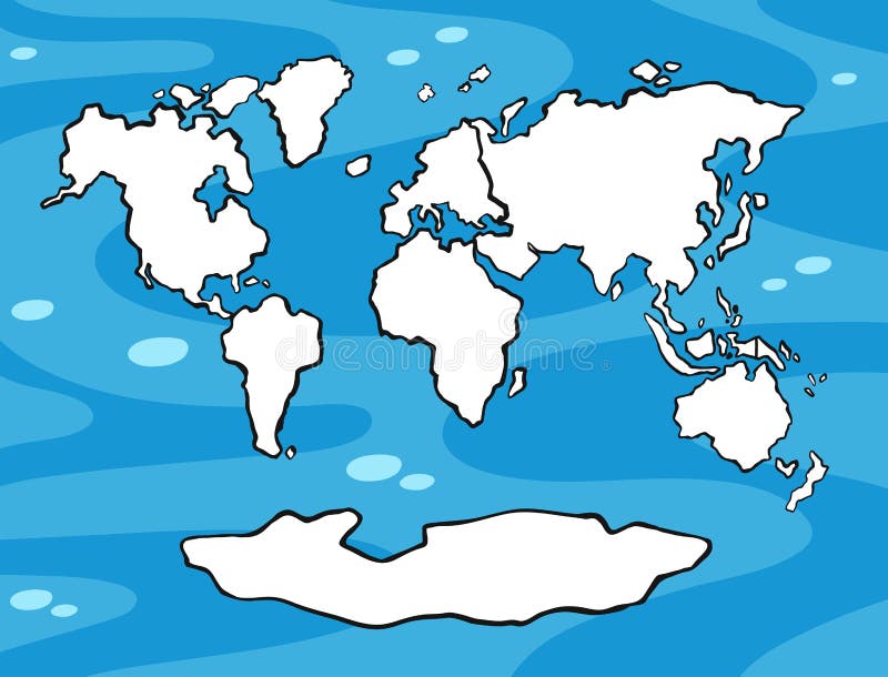 World Map with Land in White Color Stock Vector - Illustration of ...