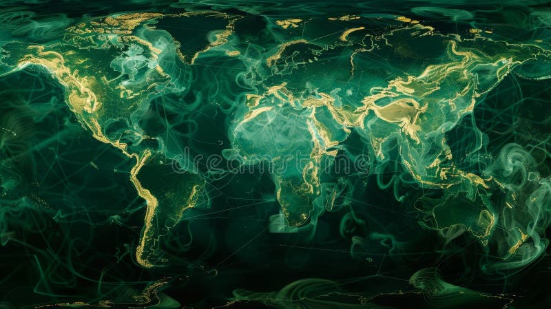 A World Map Layered with Intricate Pathways Representing the Widespread ...