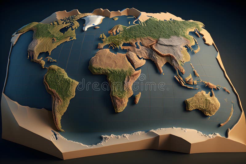 World Map Layout, Image of Countries, Land and Water on the Globe ...