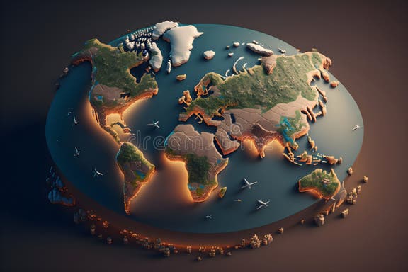 World Map Layout, Image of Countries, Land and Water on the Globe ...