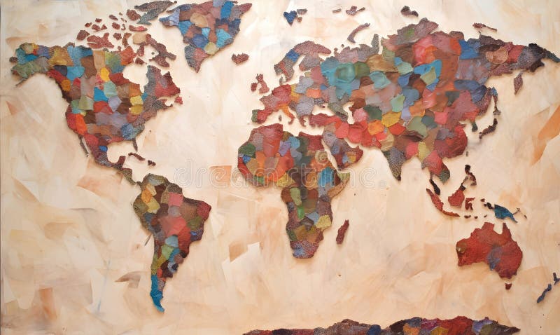 World Map Layout, Image of Countries, Land and Water on the Globe ...