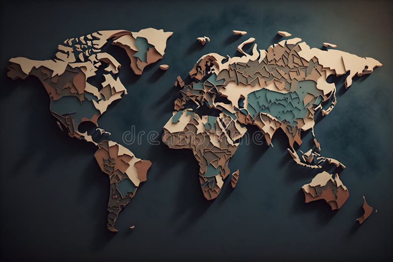 World Map Layout, Image of Countries, Land and Water on the Globe ...