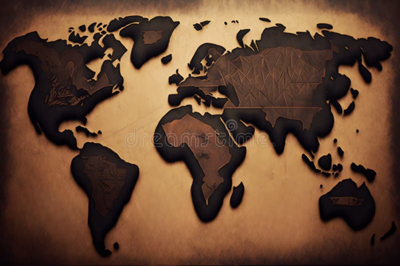 World Map Layout, Image of Countries, Land and Water on the Globe ...