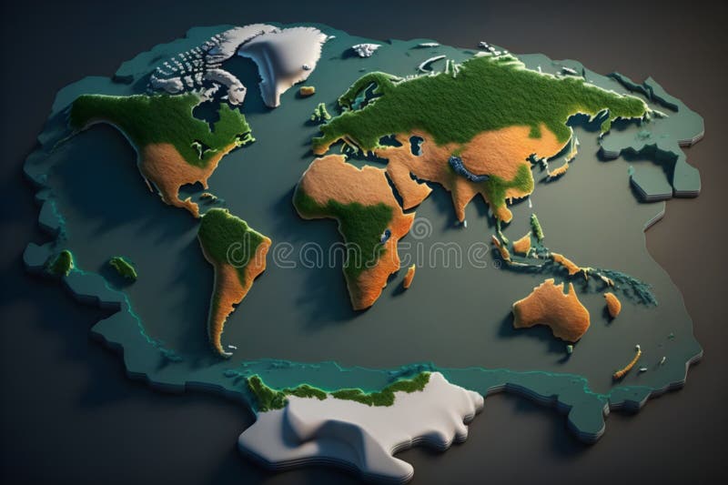 World Map Layout, Image of Countries, Land and Water on the Globe ...