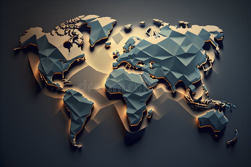 World Map Layout, Image of Countries, Land and Water on the Globe ...