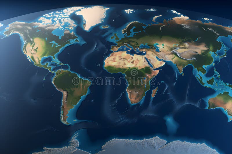 World Map Layout, Image of Countries, Land and Water on the Globe ...