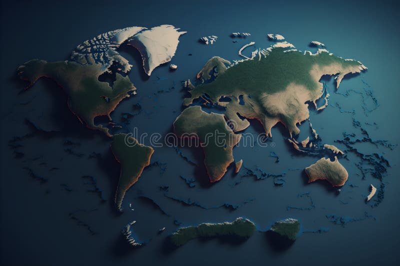 World Map Layout, Image of Countries, Land and Water on the Globe ...