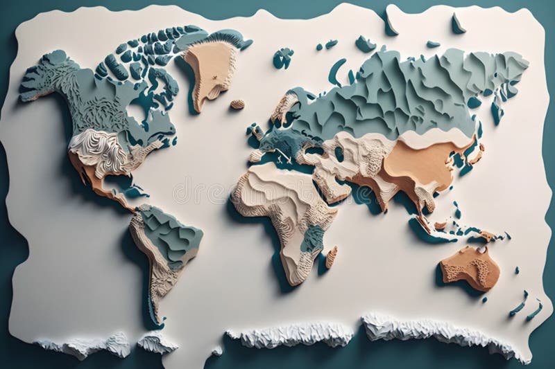 World Map Layout, Image of Countries, Land and Water on the Globe ...