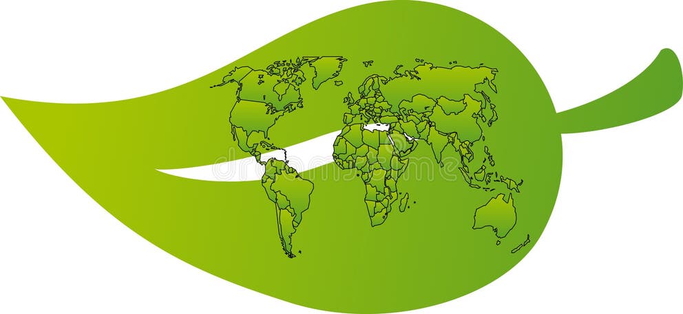 World map on a leaf stock vector. Illustration of geographical - 15396165