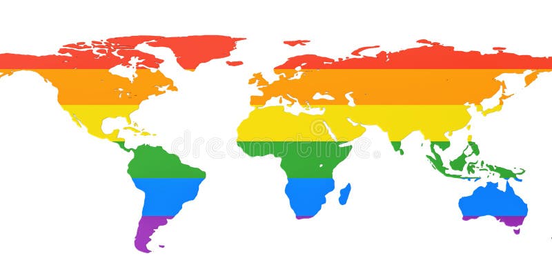 World Map with LGBT Flag, 3D Rendering Stock Illustration ...