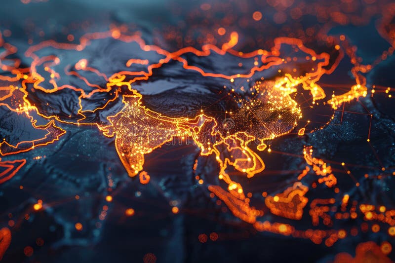 World map, lights up stock illustration. Illustration of innovation ...