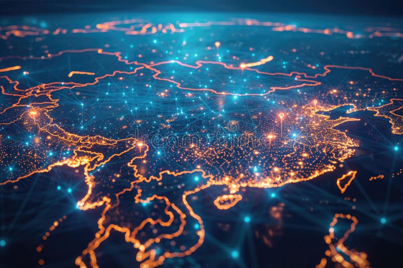 World map, lights up stock illustration. Illustration of information ...